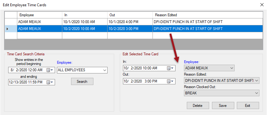 Time Card - Edit Enhancements